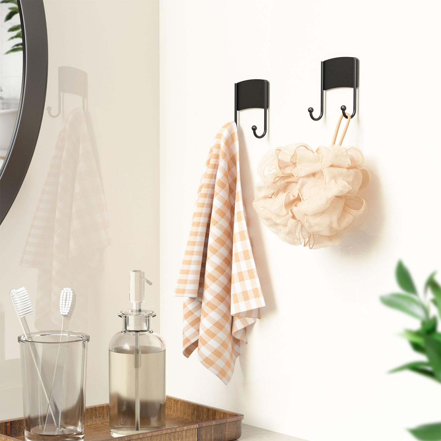 jockcaras Adhesive Towel Hooks for Bathrooms Wall Mounted: Musical Note Shower Hooks Towels - Towel Hanger for Bathroom - Adhesive Bathroom Hooks