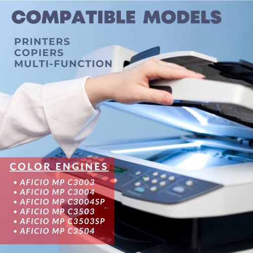 Toner Tap High Yield for Ricoh Aficio MP C3003 C3004 C3004SP C3503SP C3504 (4 Pack Bundle) 841813 841816 841815 841814 Compatible Replacements