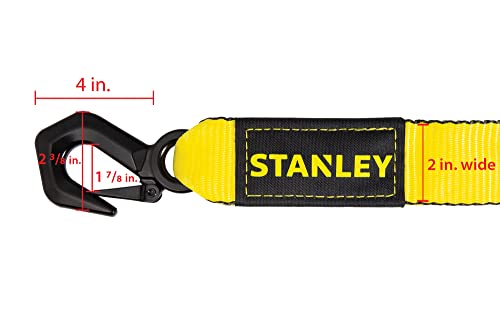 STANLEY S1053 Black/Yellow 2" x 30' Tow Strap with Tri-Hook (9,000 lb Break Strength) for Disabled Recreational Vehicles