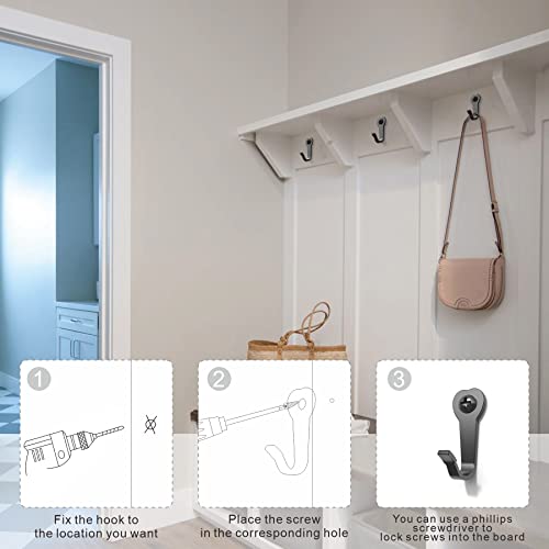 BREYDROK 15Pack Heavy Duty Iron Wall Coat Hook | Coat Hanger Hooks | Hooks for Wall | Mug Hooks with 30 Pieces Screws for Towel, Key, Robe, Coats, Scarf, Bag, Coffee Cup, Mugs, Cap