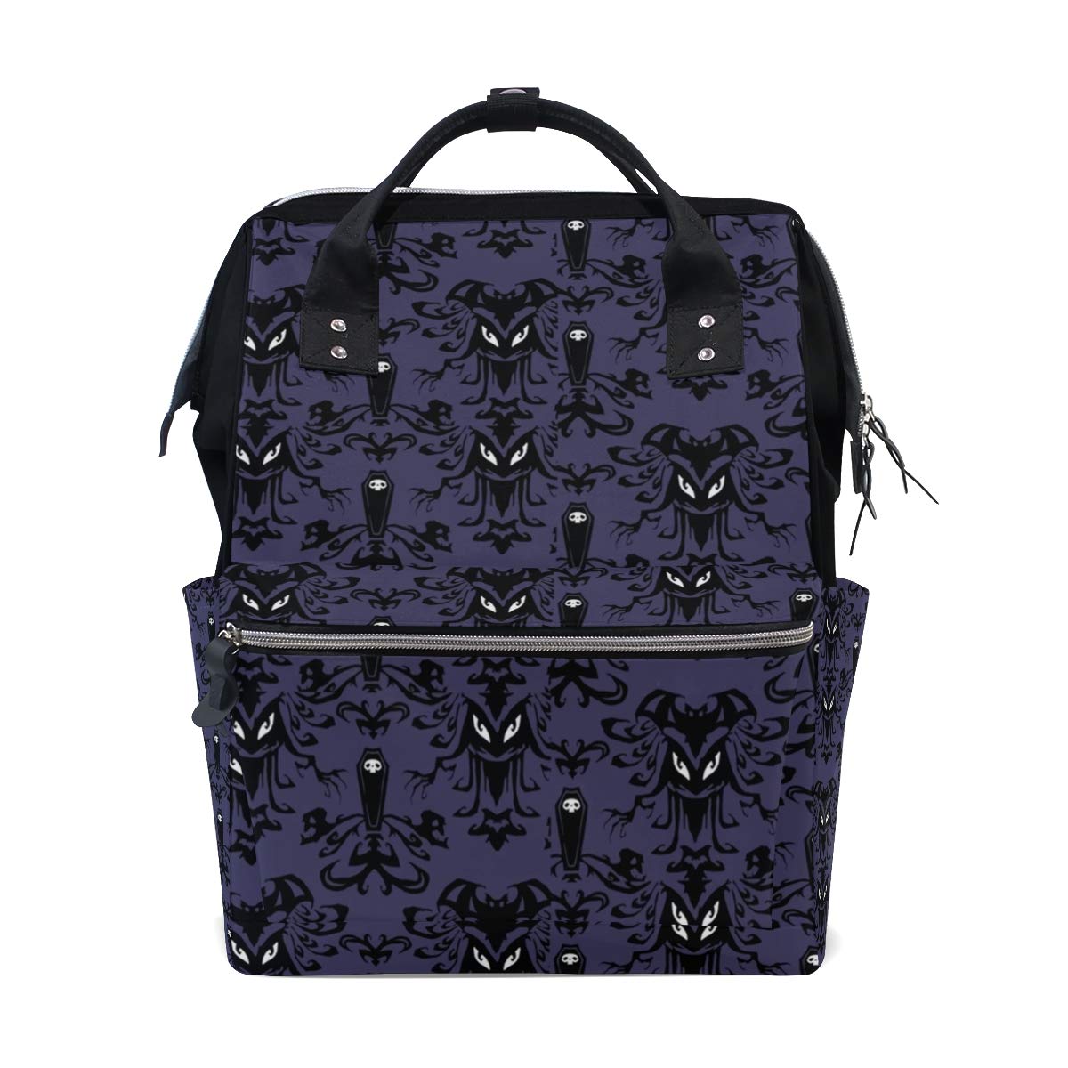 Yonune biikoosii Diaper Bag Backpack with Gothic Halloween Bat Print for Mom/Dad, Wide Open Multi-Function Travel Backpack Nappy Bags