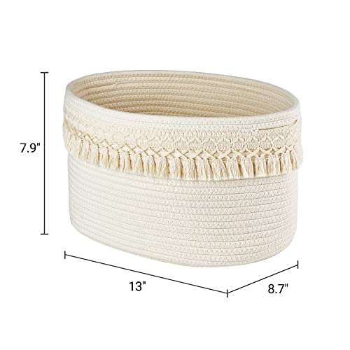 Mkono 4 Pcs Macrame Decorative Cotton Rope Basket Boho Woven Storage Cube Baskets