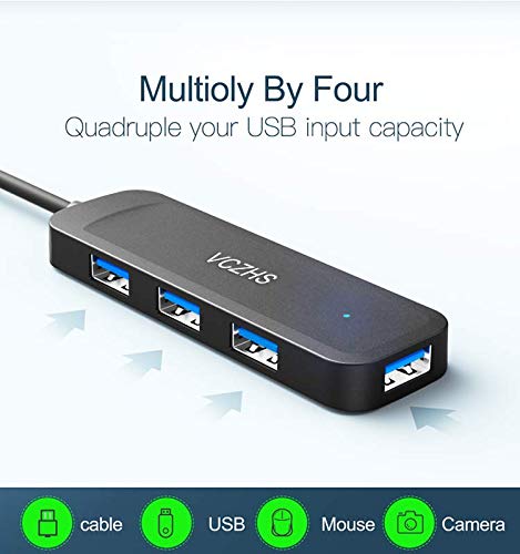 USB 3.0 Hub, VCZHS 4-Port USB Hub 3.0, Ultra-Slim Data USB Hub for Mac and Windows, Ultrabook and Laptop Flash Drive, Mobile HDD USB Hub 3.0