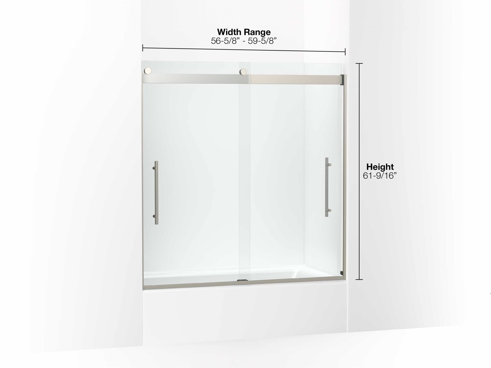 KOHLER 702419-L-BL LEVITY™ PLUS 5/16 BATH DOOR 62x59-5/8 with Vertical Ladder Handle in Matte Black