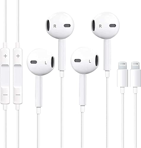Apple Earbuds, 2 Pack iPhone Wired Earphones Stereo Sound with Built-in Microphone Support Volume Control, Music and Calling, Compatible with iPhone 14/13/12/11//X/Xs/XR/se/8/7 iPad and More