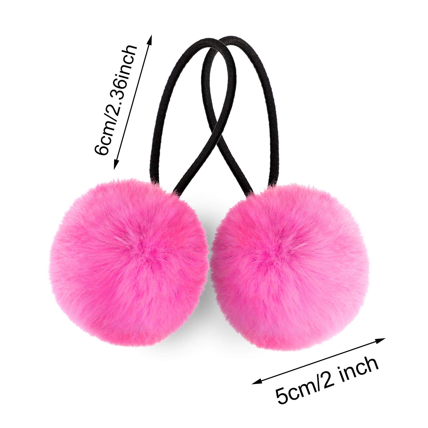 WILLBOND Pom Pom Fur Ball & Elastic Hair Ties - 16 Pieces Fluffy Scrunchies & Ponytail Holders for Women, Hair Accessories (Color Set 1)