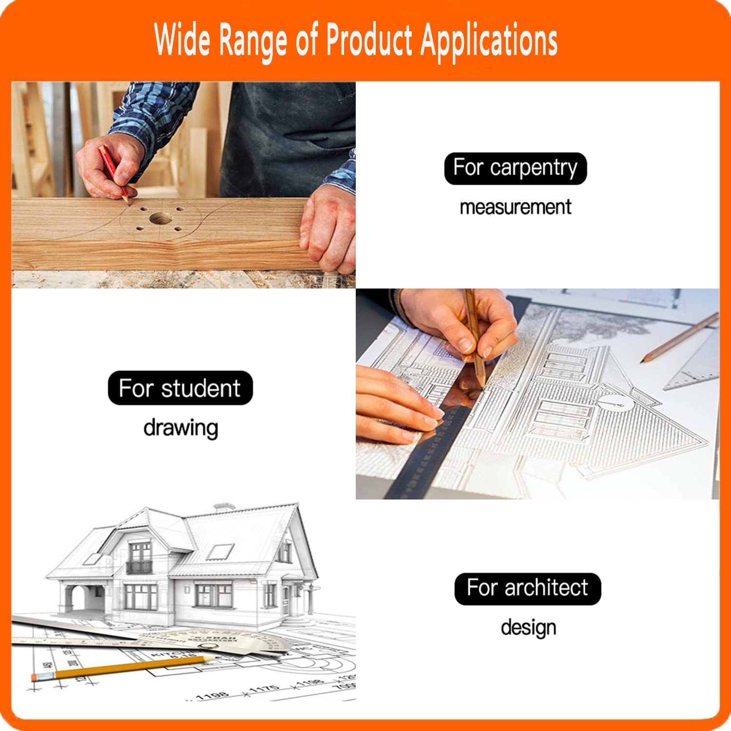 Angle Finder,Both Arms Stainless Steel Protractor with 0-180 Degrees Angle 10 inch,250mm,30cm Scale Woodworking Ruler Angle Finder Ruler with Inch Units