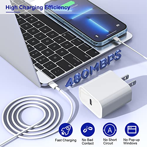 Apple Fast Charger, 10FT Extra Long iPhone Charger【Apple MFi Certified】20W Super Quick Charging USB C Wall Charger Block with 10Foot Lightning Cable Cord for 14/13/12/11/X/XR/SE/iPad