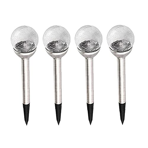 Bumper Solar Garden Stake Lights Cracked Glass Ball Dual LED Lamp with Colorful Light 4PCS Home and Garden