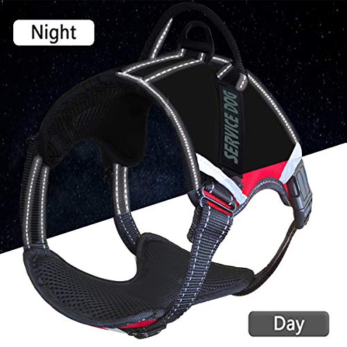 LMOBXEVL Service Dog Harness,No-Pull Dog Harness with Handle Adjustable Reflective Pet Dog in Training Vest Harness,Easy Control for Small Medium Large Breed Outdoor Walking Hiking