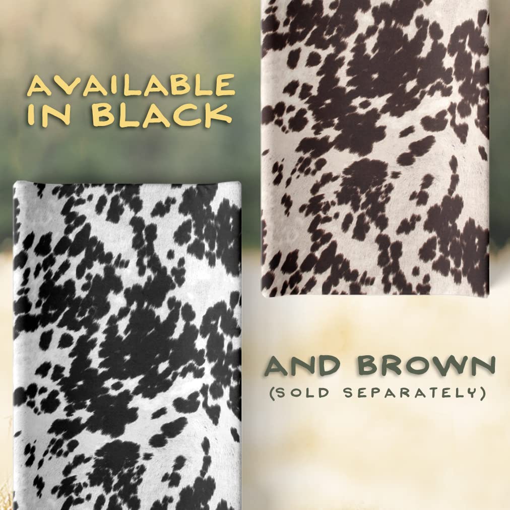 Glenna Jean Premium Western Cowboy Changing Pad Cover Stylish Ultra Soft Faux Black Cowhide for Boys Girls