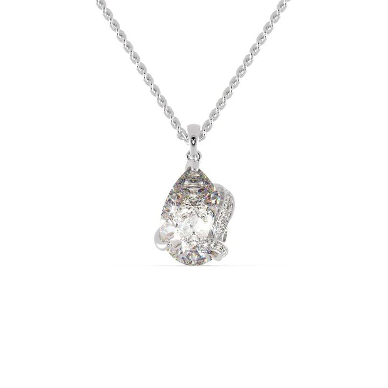 5.05 TCW Pear and Round Cut 925 Sterling Silver with Cubic Zirconia Charm Pendant For Women By Elenore