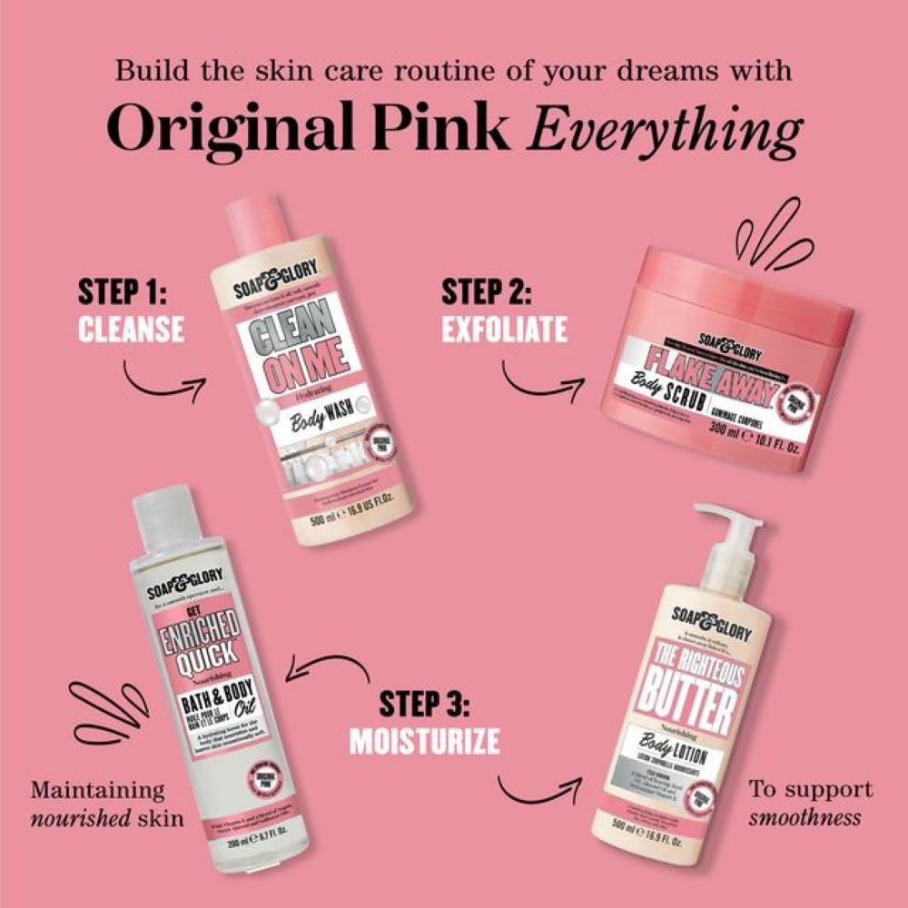 Soap & Glory Original Pink Fragrance Spritz - Lavender Oil + Rose & Citrus Bergamot Scented Body Mist Spray for Women (110ml)