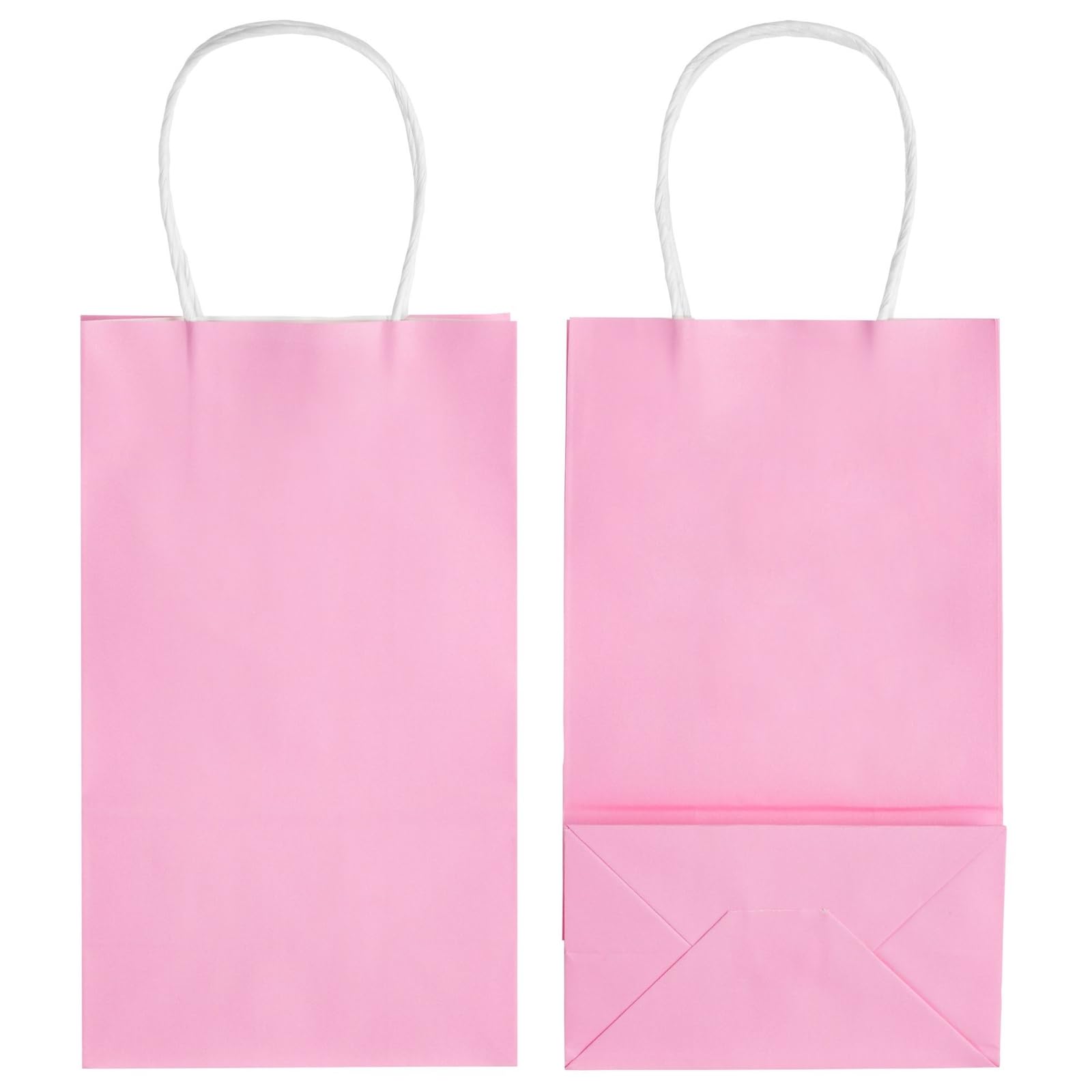 BLUE PANDA 25 Pack Gift Bags with Handles 5.3x3.2x9 Inches, Small Kraft Paper Bag for Birthday, Wedding Party Favors (Pink)