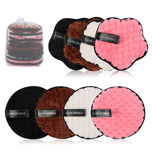 Tugaizi 8 Pack Reusable Makeup Removing Pads Face Cleansing Pads Christmas Gifts Face Eraser Removing Cleaning Puff Soft Chemical-Free Facial Cotton Pads with Laundry Bag 4.7" Dia