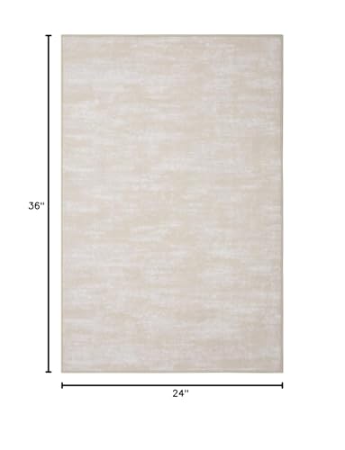 WESTLOOM Small Area Rug Washable Indoor Doormat 2x3 Non-Slip Modern Solid Rug Contemporary Throw Floor Carpet for Living Room Bedroom Kitchen, Cream