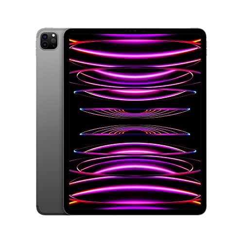 Apple iPad Pro 12.9-inch (6th Generation): with M2 chip, Liquid Retina XDR Display, 128GB, Wi-Fi 6E + 5G Cellular, 12MP front/12MP and 10MP Back Cameras, Face ID, All-Day Battery Life – Space Gray
