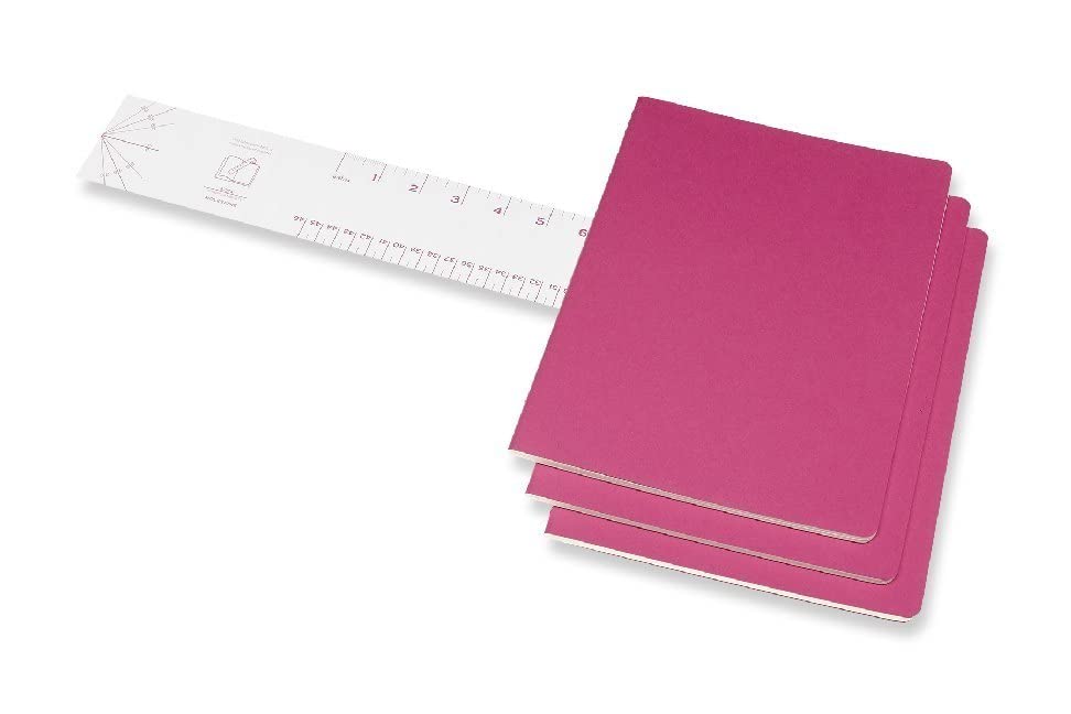 Moleskine Cahier Journal, Soft Cover, XL (7.5" x 9.5") Ruled/Lined, Kinetic Pink, 120 Pages (Set of 3)