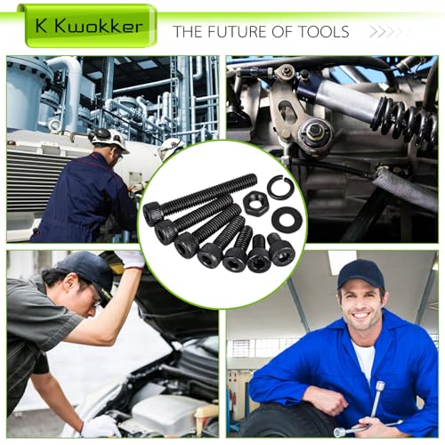 K Kwokker 1710Pcs Metric Bolt Assortment M2 M3 M4, 21 Sizes 4MM to 30MM Upgraded Zinc Plated Hex Socket Head Cap Machine Screws, 12.9 Alloy Steel Bolts and Nuts Kit Screws Nuts and Washers