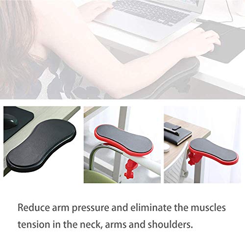 XBY-US Computer Arm Rest for Desk and Chair, Sturdy Mouse Arm Rest, arm Support for Computer Desk,Extender Rotating Elbow Pad Holder for Table, Office,Adjustable for Easy Typing & Pain Relief(Black)