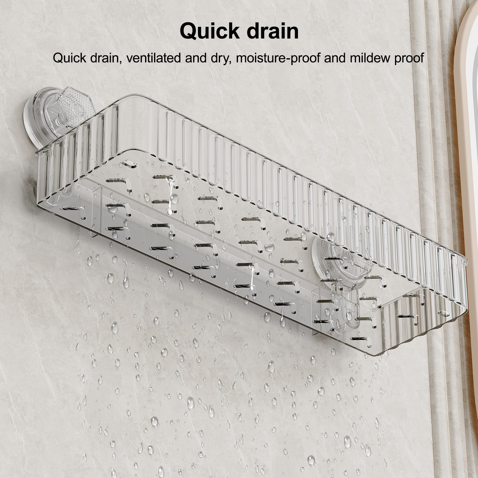 Ankoox Shower Caddy Suction Cup Bathroom Shower Organizer for Bathroom Storage Home Decor & Kitchen No Drilling Large Capacity Removable and Reusable Shower Shelves for Inside Shower. (clear, square)