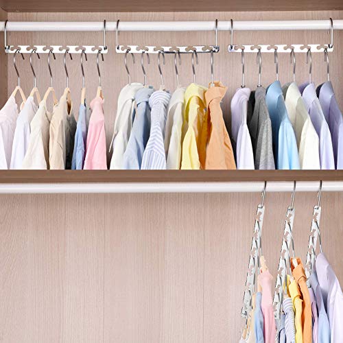 XFKITCHEN Metal Magic Hangers Space Saving Clothes Hangers Closet Space Saver Clothing Hanger Oragnizer for Wardrobe Space,Wrinkle-Free Clothes(Pack of 4)
