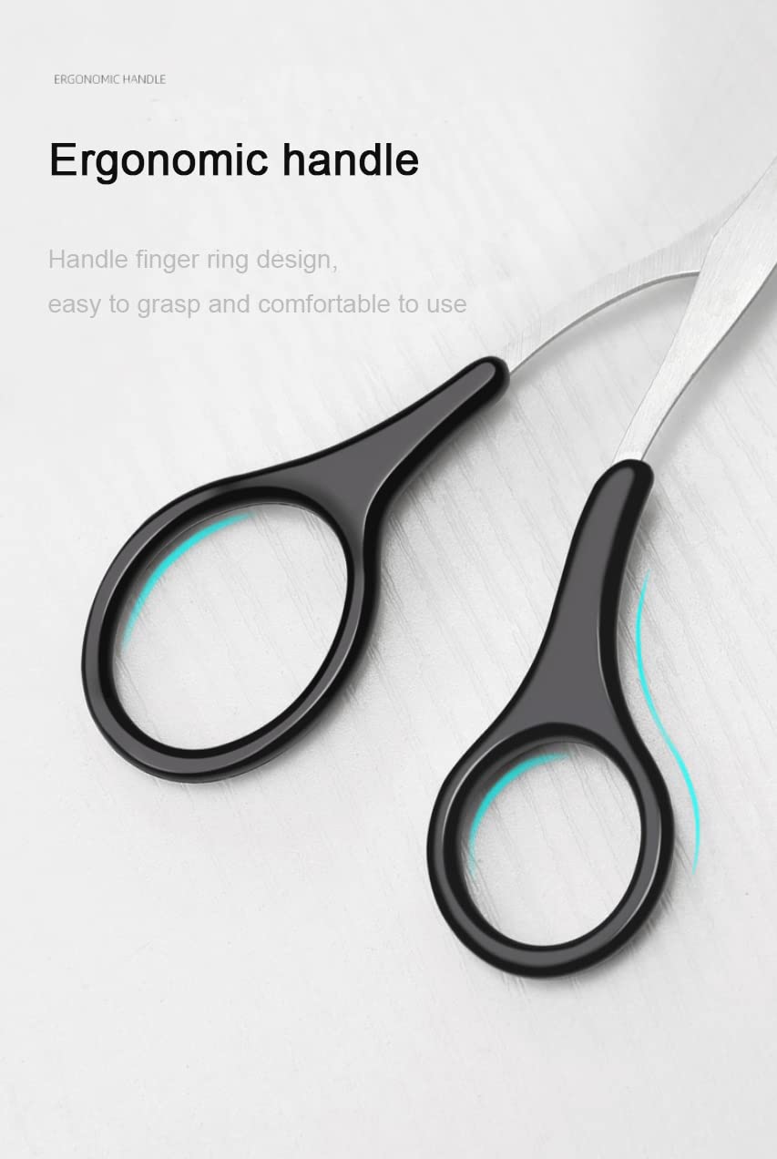Erioctry Professional Precision Trimmer Eyebrow Scissors Remover Beauty Tool with Comb and Non Slip Finger Grips Black Silver Tone for Men