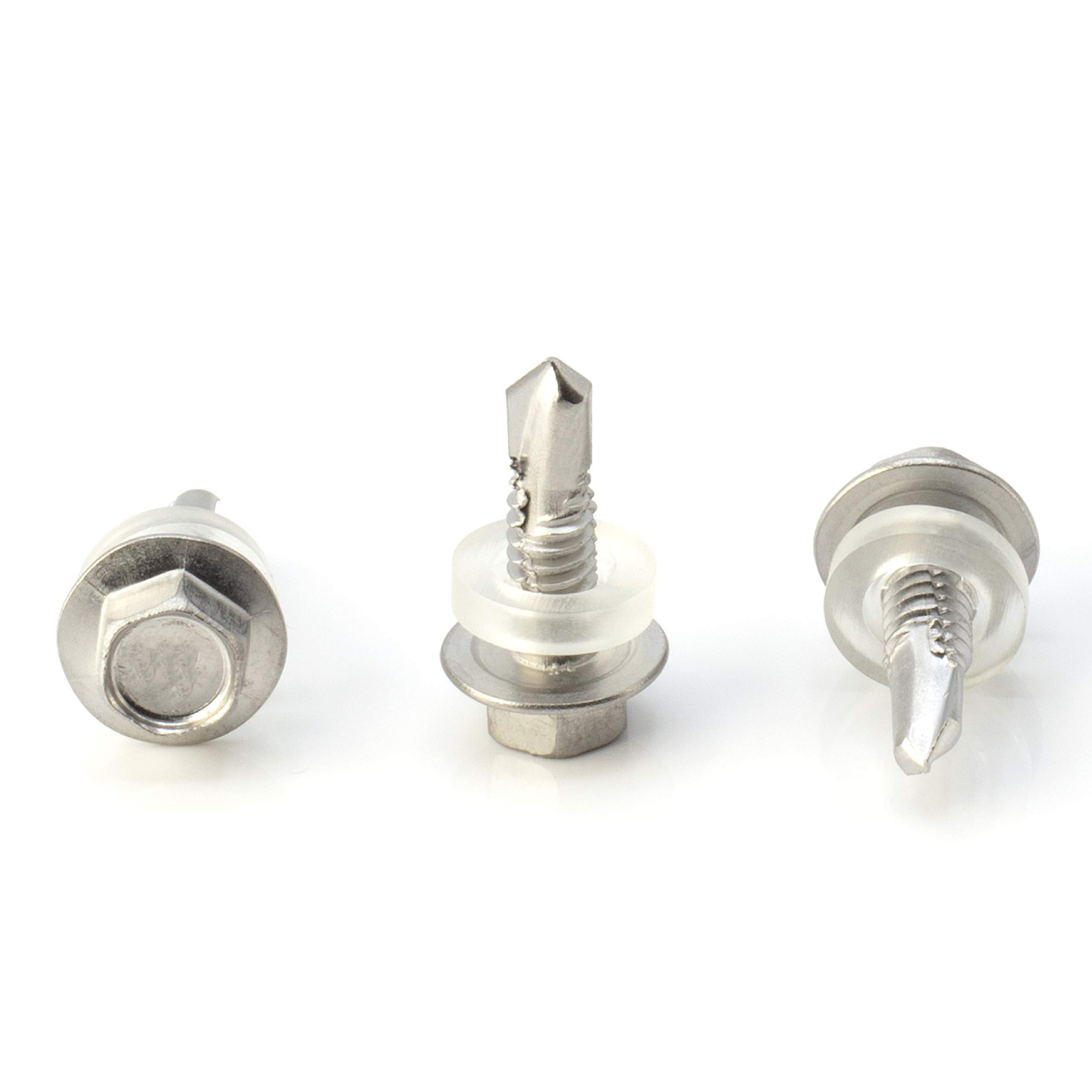 THE CIMPLE CO #12 Size, 3/4" Length (19mm) - Self Tapping/Drilling Screw - 410 Stainless Steel (Exceptional Wear and Very Corrosion Resistant) - Hex Washer Head - 100pcs