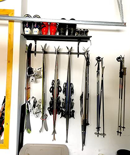 StoreYourBoard Ski Wall Rack and Storage Shelf, Holds 10 Pairs, Ski Wall Mount, Home and Garage Storage Hanger