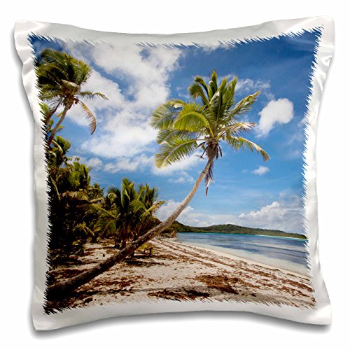 3dRose Fiji, Lau Group, Island of Fulanga. Scenic Bay with Palm Trees. Pillow Case, 16 x 16