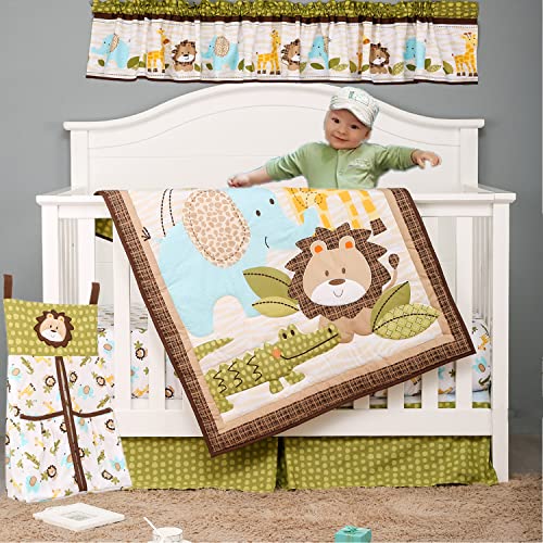 CribMATE Green Lion Nursery Diaper Stacker 1 PC Embroidery Animal Diaper Hanging Bag for Baby Boy (Green Lion)