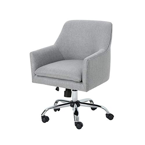 Morgan Mid Century Modern Fabric Home Office Chair with Chrome Base, Gray