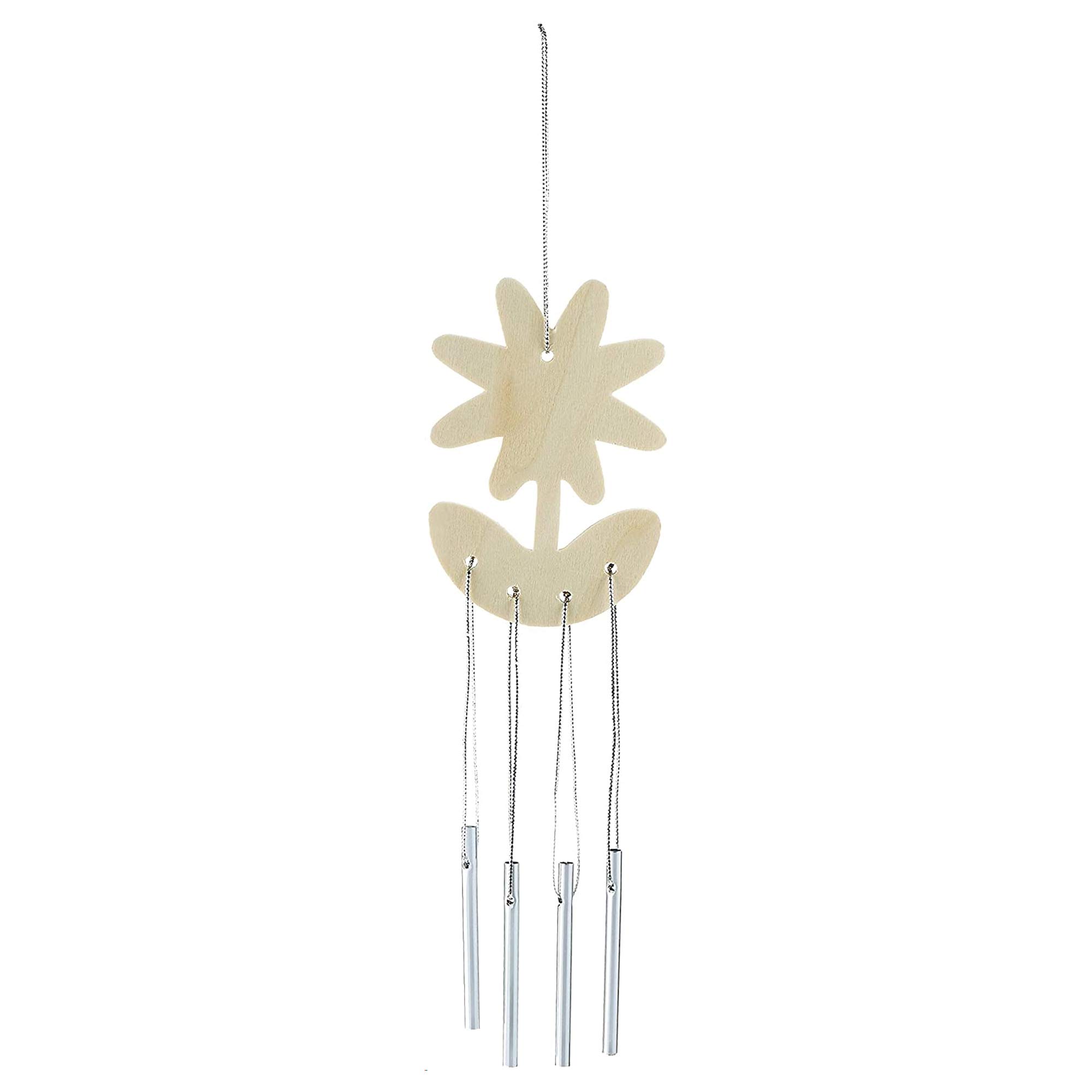 Baker Ross-E8743 Wildlife Wooden Windchimes, Perfect for Children to Design and Decorate, Ideal for School, Home Craft Group Activities (Pack of 4), 10cm, 4 Pack