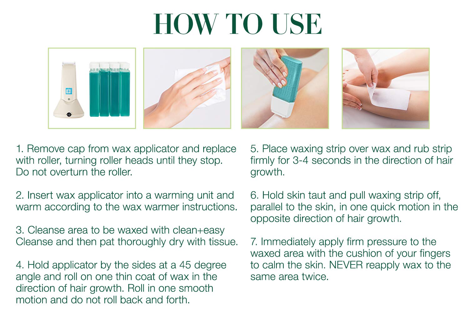 Clean + Easy Roll-On Refill for Large Cartridge, Depilatory Soothing Wax for Leg and Arm Hair Removal, Simple & Easy to Use