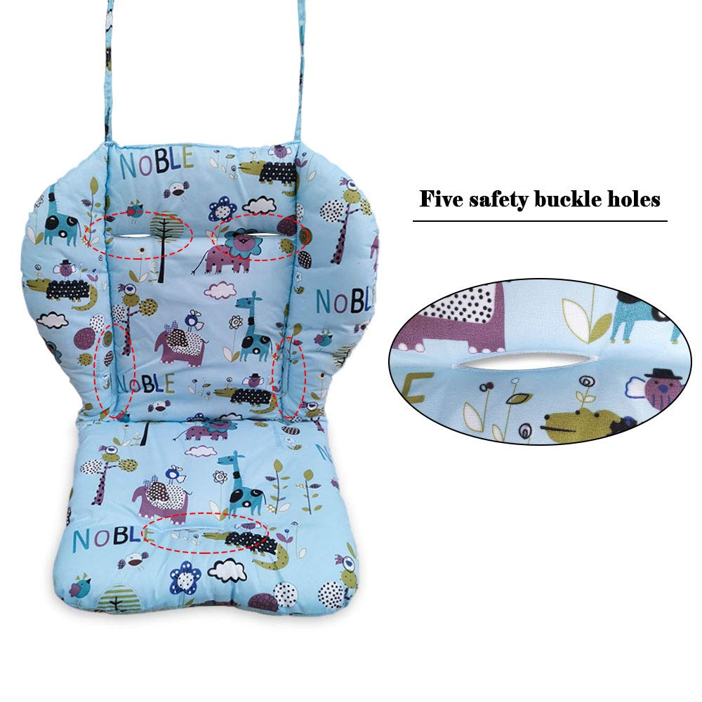 twoworld High Chair Cushion, Large Thickening Baby High Chair Seat Cushion Liner Mat Pad Cover Breathable (Blue Animal)