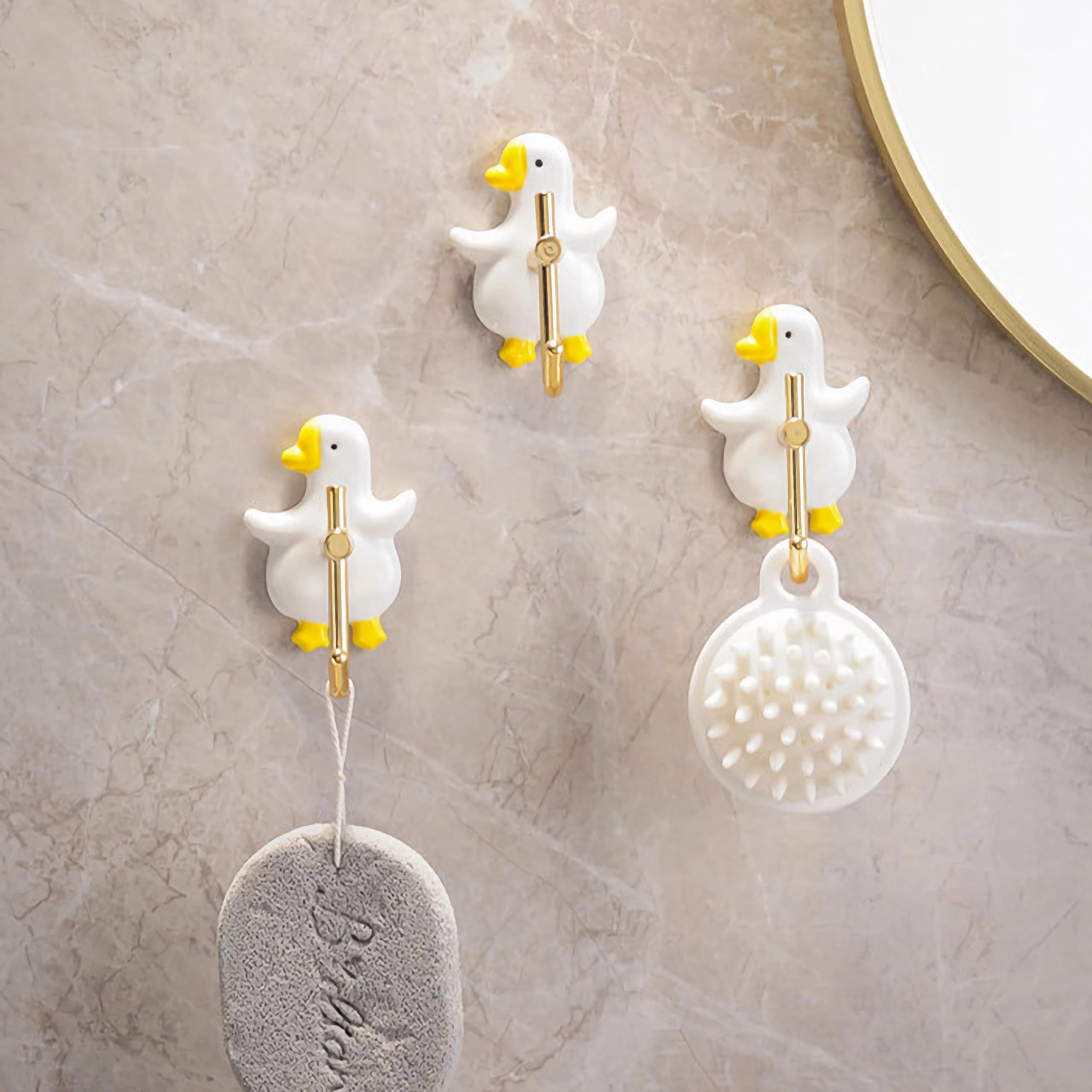Acubtybuy Wall Hooks Set of 2, Cute Duck Handmade Hooks Coat Hooks, Hat Coat Key Leash Towel Hanger, Key Holder for Wall Rustic Decor Gifts (2 Pack)