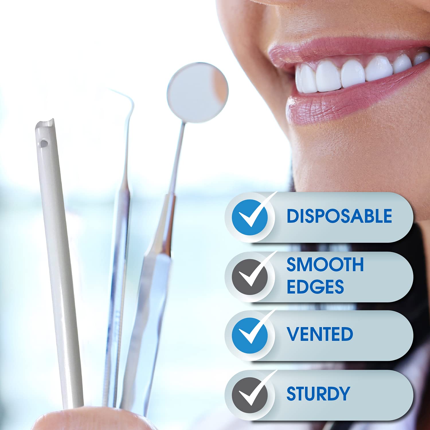 High Volume Evacuator HVE Tips - 100 HVE Suction Tips Dental Disposable - Vented Evacuation Aspirator Tips with Smooth Edges (White - 100 Pack) by PlastCare USA