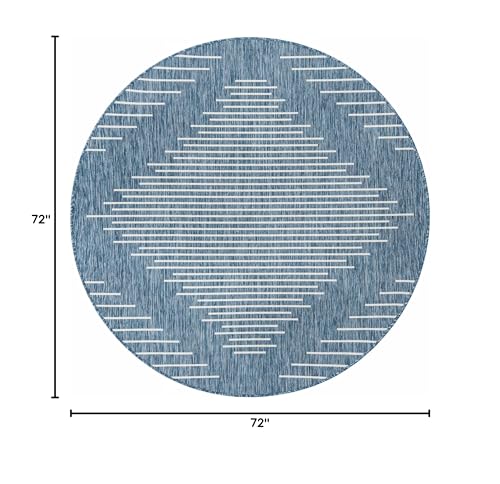 Unique Loom Outdoor Modern Collection Area Rug - Tambor (6' Round Blue/Ivory)