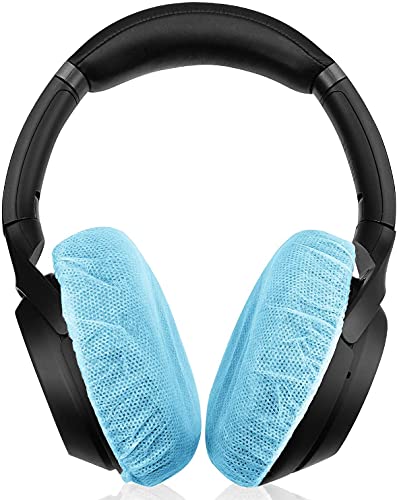 Tvoip 100Pcs Blue Non-Woven Sanitary Headphone Ear Cover, Disposable Super Stretch Covers Washable, for Most On Ear Headphones Earpads ( 9cm / 3.54 Inch)