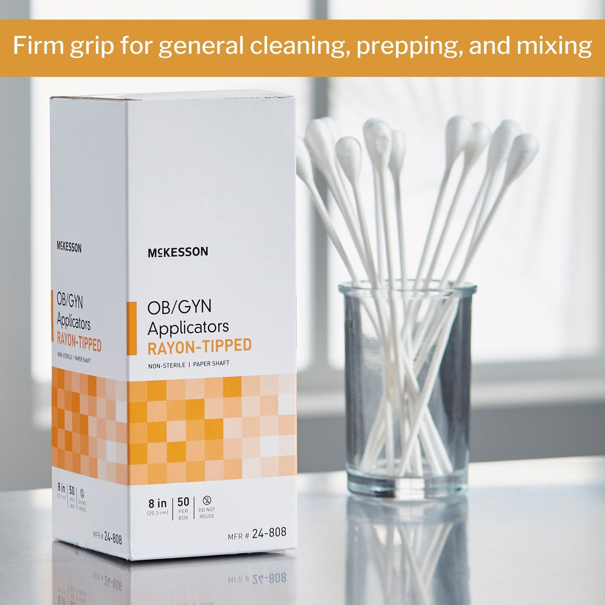 McKesson OB/GYN Applicators Rayon Tipped, Non-Sterile, 8 in, 50 Count, 1 Pack