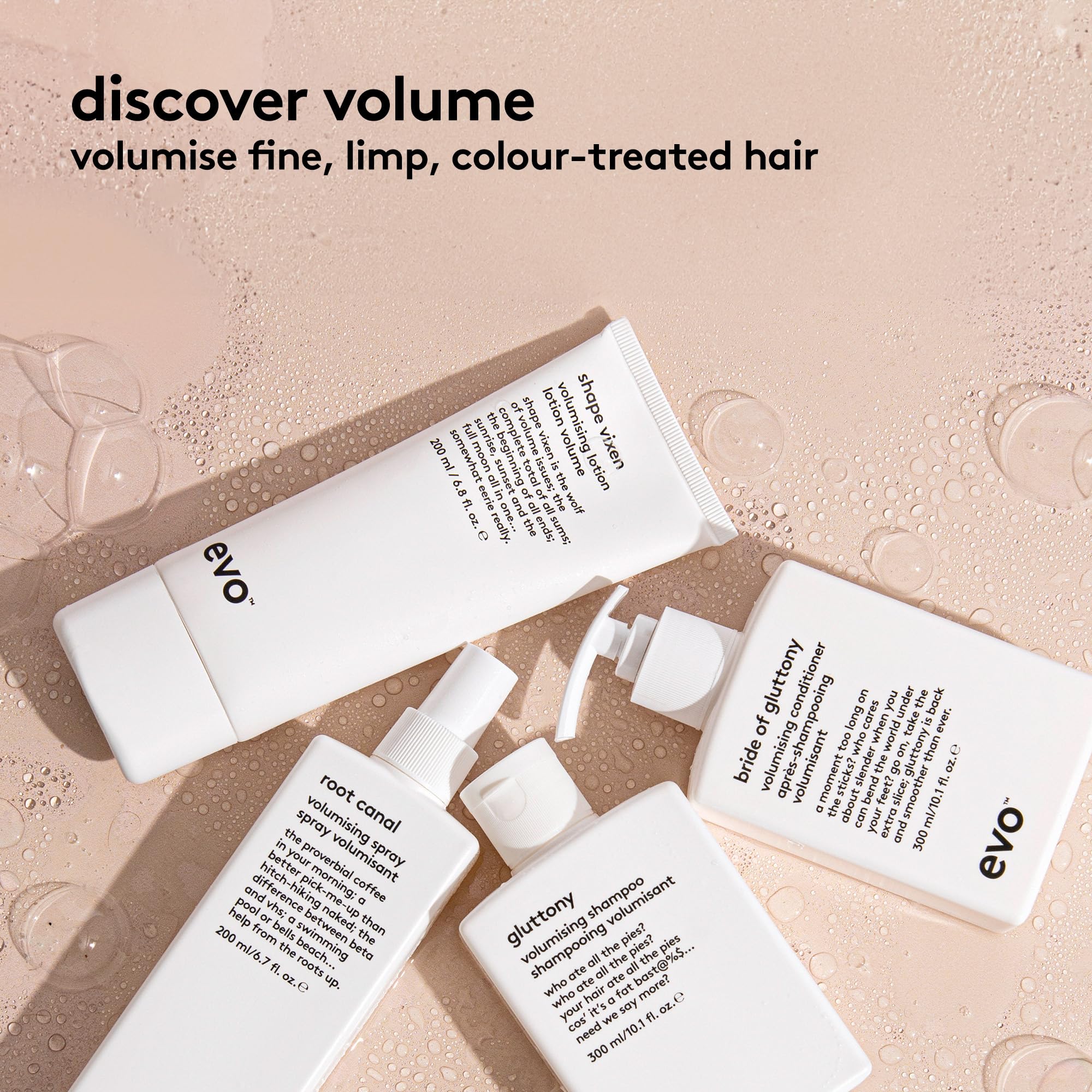 EVO Gluttony Volumising Shampoo - Volumizing Shampoo For All Types Of Hair - Adds Lift, Body Shine, Strength & Elasticity - 300ml / 10.1fl.oz