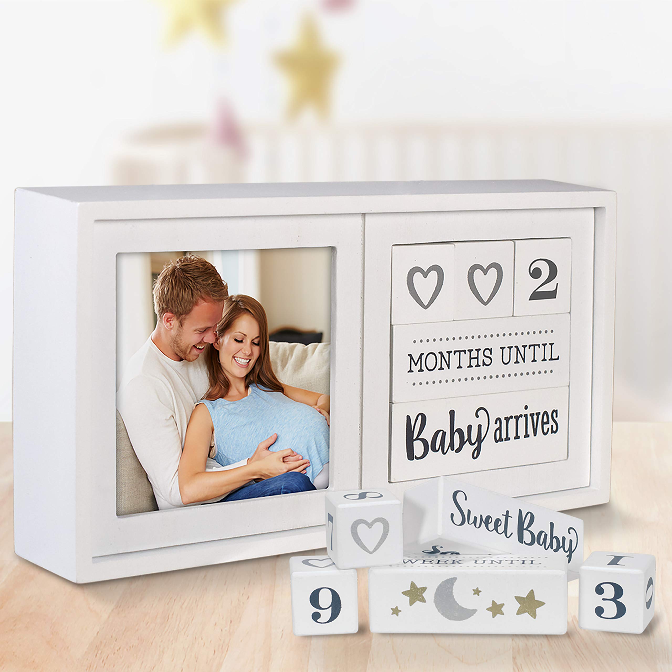 Malden International Designs 3448-44 Baby Countdown Blocks, 9.75” (W) x 5” (H) x 1.5” (D), White