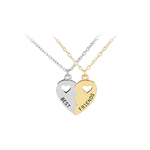 Best Friend Birthday Gifts for BFF Necklace for 2 Girls Friendship Gifts for Women Love Heart Necklace 2 Pcs
