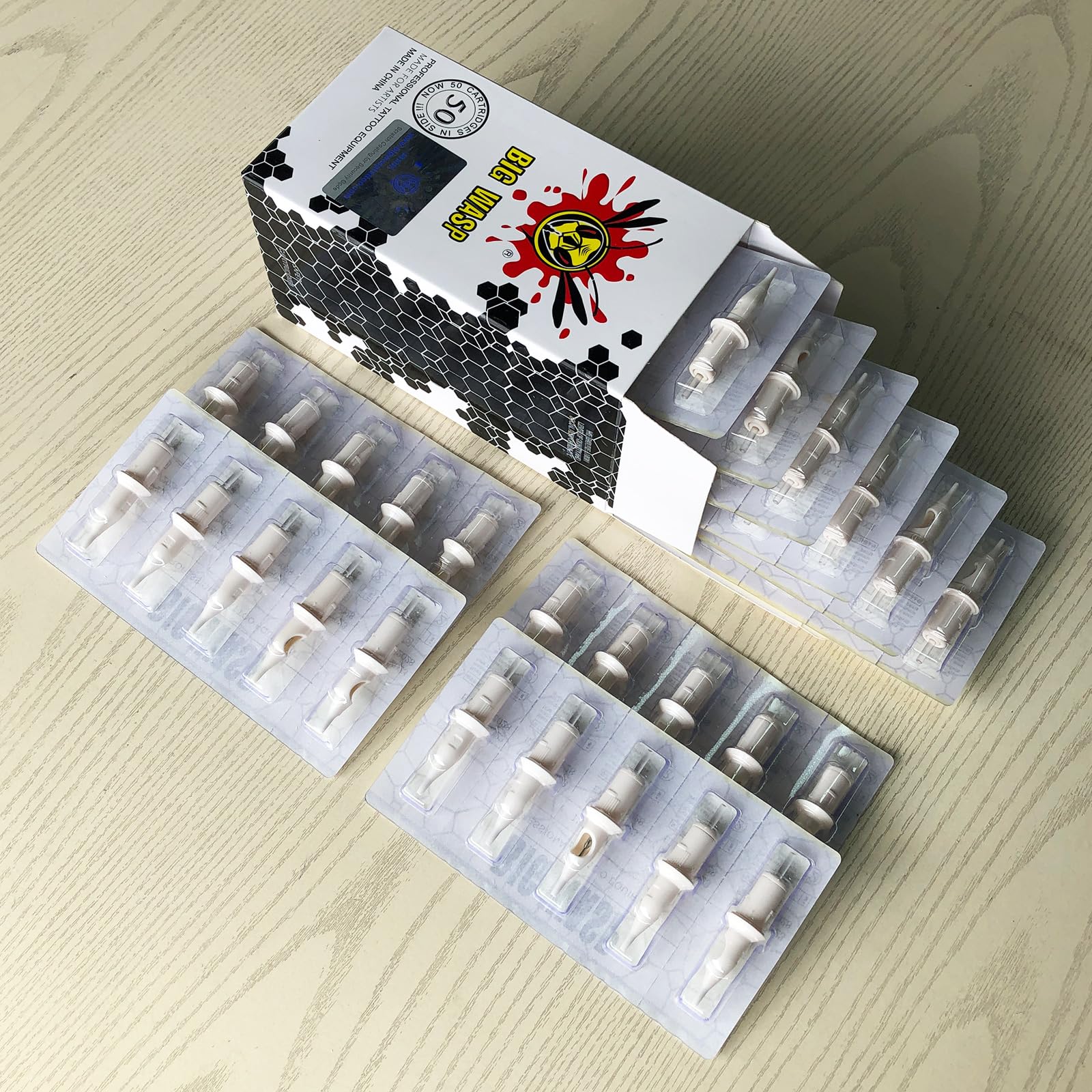 BIGWASP 50pcs Assorted Disposable Tattoo Needle Cartridges Round Liner Mixed 3RL 5RL 7RL 9RL 11RL (50pcs #10 Bugpin RL)