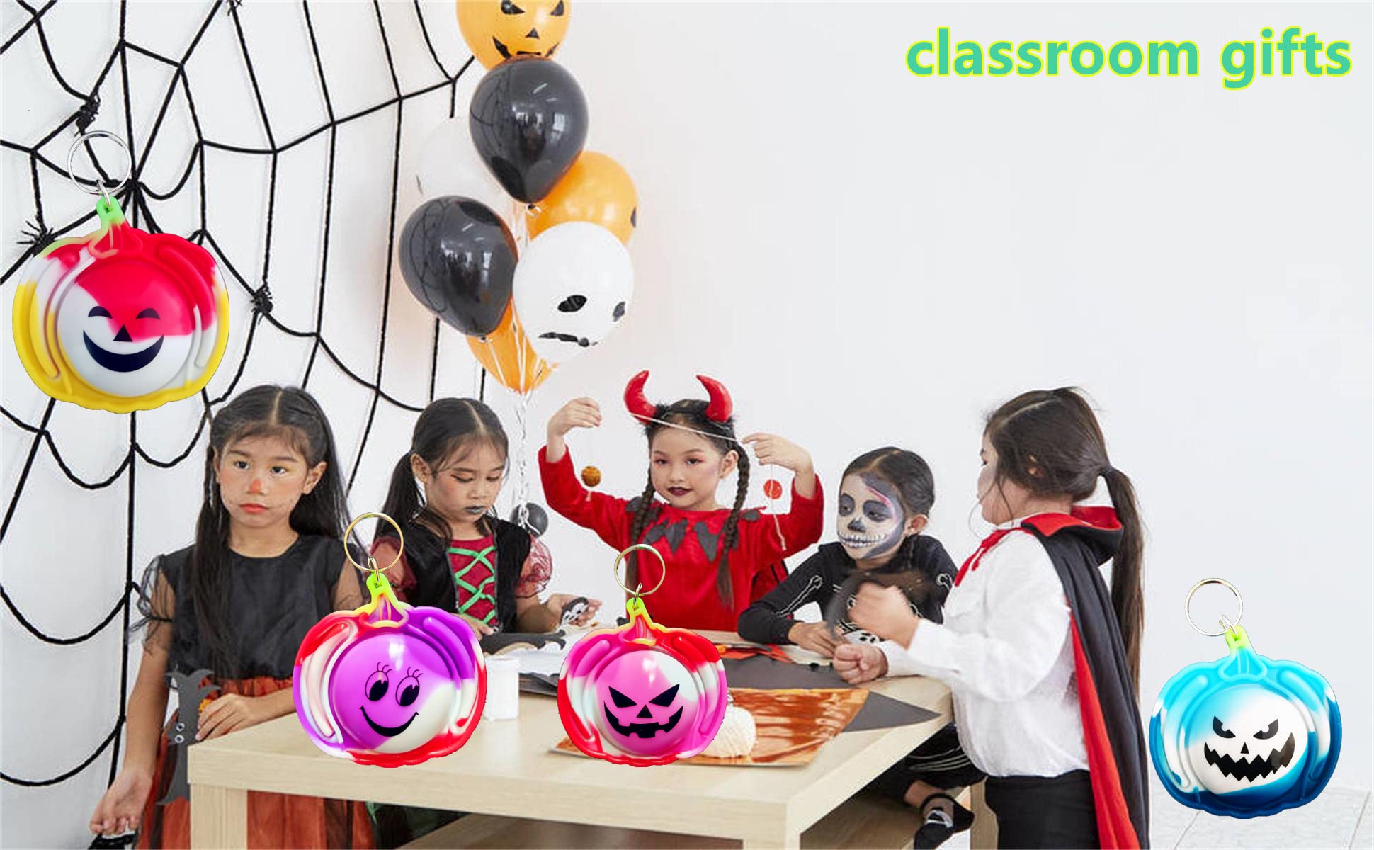 Roaqua Bulk Pumpkin Fidget Bubble Mini Pop,Small Birthday Halloween Party Favors Supplies and Student Prizes(30 Packs)