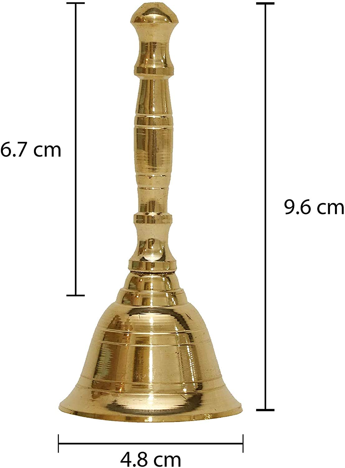 Balajicreation Brass Hand Bell for Wedding Events Decoration, Food Line, Alarm, Jingles, Ringing (Medium)