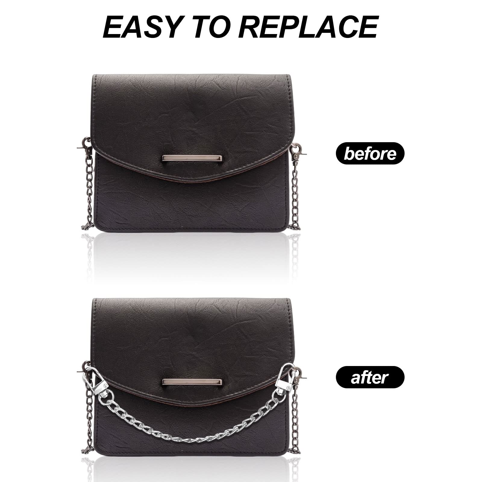 8 Pieces Purse Chain Strap Purse Strap Extender DIY Flat Chain Strap Handle Bag Accessories Charms Decoration for Purse Handbags Shoulder Bag