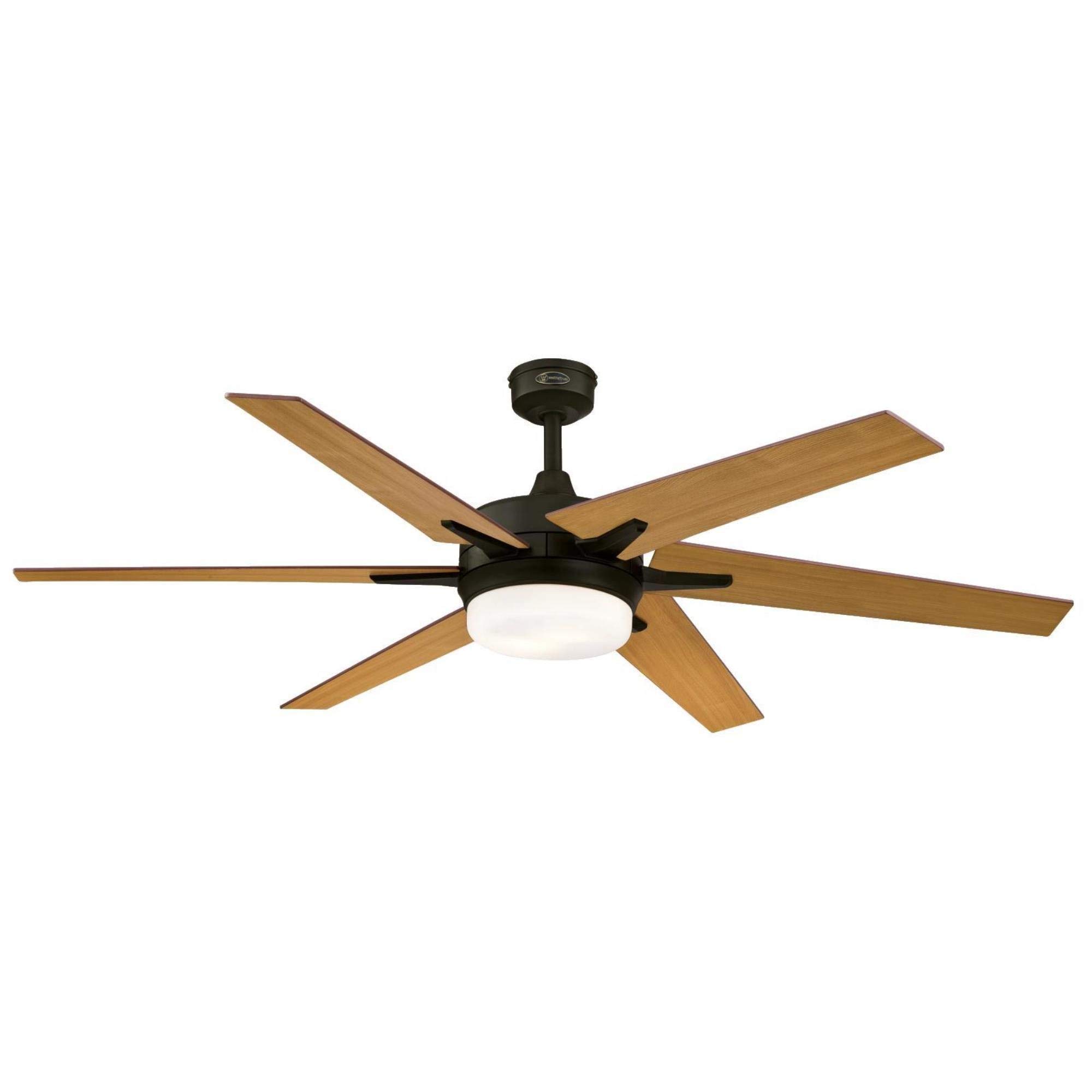 60 in. Oil Rubbed Bronze Finish Reversible Blades (Applewood/Cherry) Opal Frosted Glass