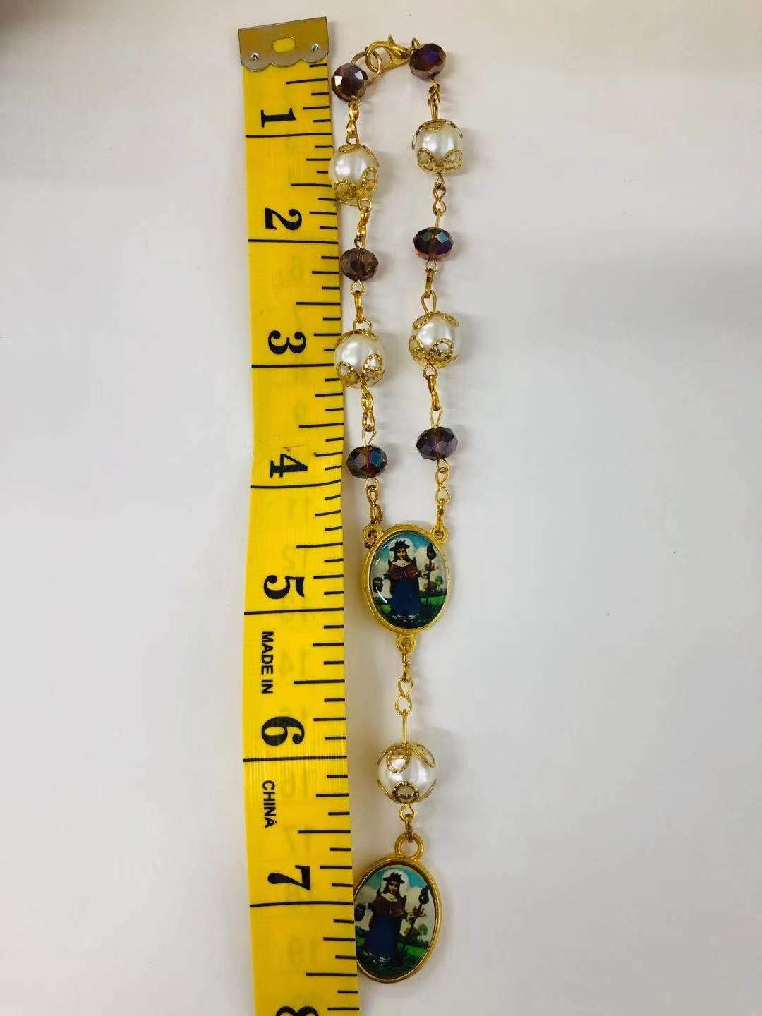 CLGIFT crystal Santo Niño de Atocha (holy infant of atocha) car auto rosary Perfect for First Communions, Baptism,Shower/Religious gift /