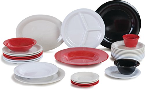 Carlisle FoodService Products 3308205 Sierrus Melamine Oval Serving / Dinner Platters, 12" x 9.25", Red (Pack of 12)